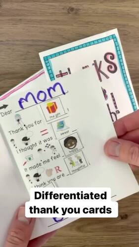 Thank You Cards Differentiated for ALL your Special Education Students