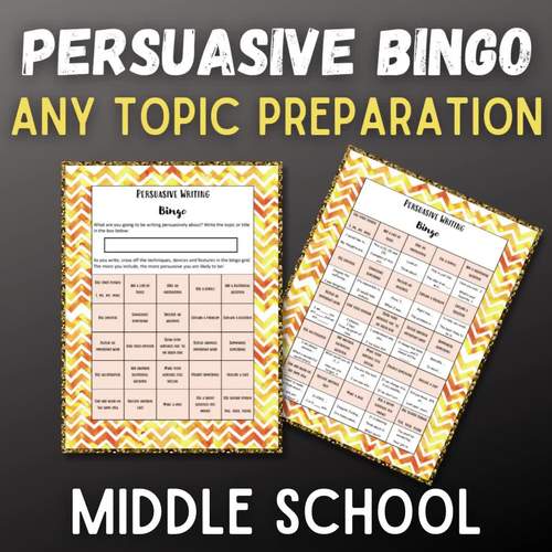 Persuasive Opinion Writing Bingo Sheets | Any Topic | Plan and Prepare