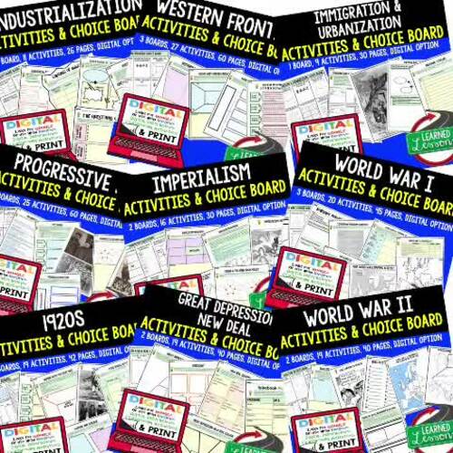 Western Frontier Activities, Choice Board, Print & Digital Google