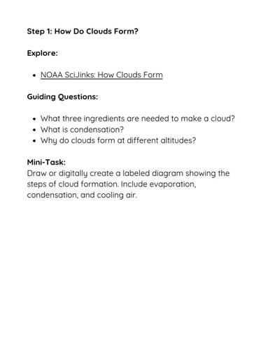 Clouds and Precipitation WebQuest - Weather, Water Cycle & Meteorology ...