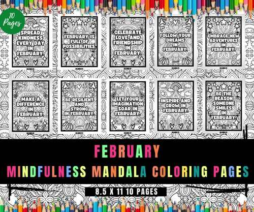 February Coloring Pages, Encouragement Poster, Mindfulness Coloring Pages