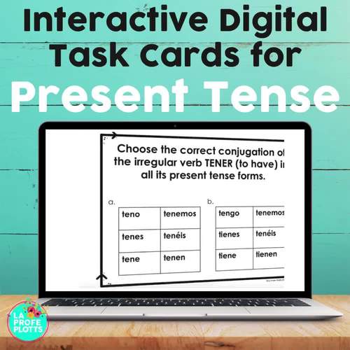 Present Tense Spanish BOOM CARDS | Digital Task Cards by La Profe Plotts