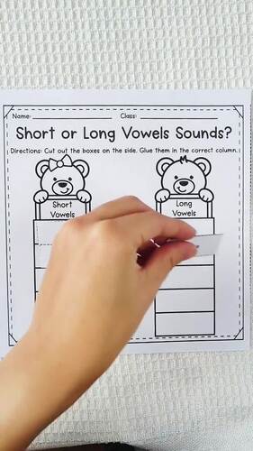 Short and Long Vowels Sounds Sort – Cut and Paste Sorting Activity