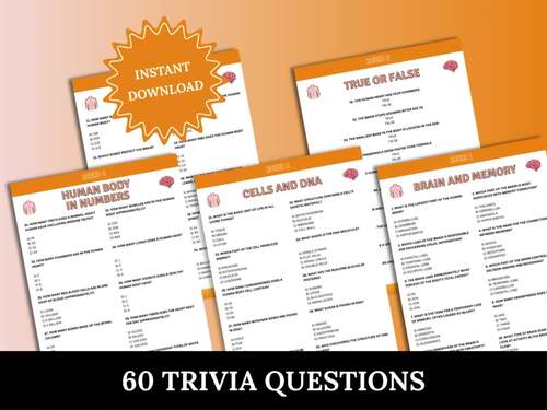 Human body Trivia Game | Fun Printable Anatomy Quiz with 60 Questions