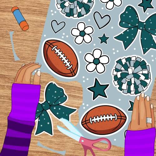 Football Team Printable Sticker Sheet PDF PNG Philadelphia Eagles Green ...