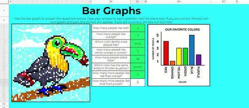 Bar Graph Pixel Art | Digital Self-Grading Google Sheets Math Activities