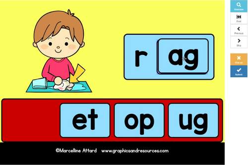 ONSET AND RIME DIGITAL GAME BUILDING CVC WORD WORK BOOM CARDS ...