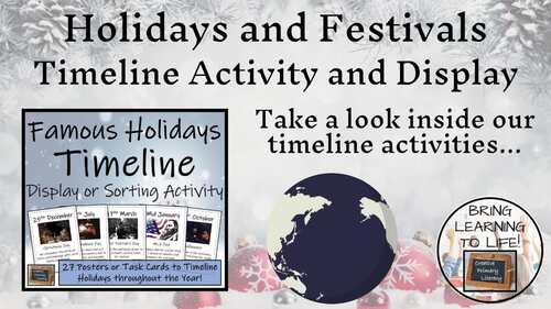 Famous Holidays Timeline | Sorting & Research Activity with Display