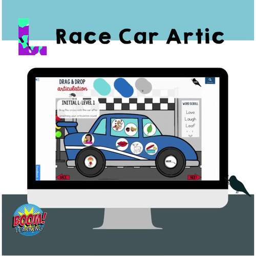 L Race Car Boom Cards™ & Printable Dot Art or Smash Mat Articulation ...