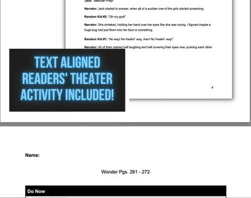 Wonder - Pgs. 261 - 272 - Classroom Worksheet by HeyItsMsSiegel | TPT