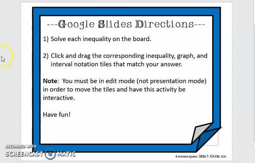 Solving Multi Step Inequalities Matching, Print and Digital Google Slides™