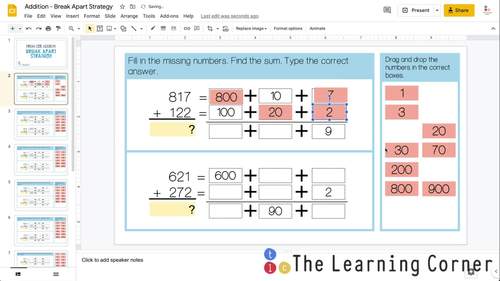Break Apart Addition for 3-Digit Numbers | Digital Resource | TPT