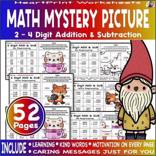2 3 4 Digit Addition & Subtracttion with, without regrouping | Mystery ...