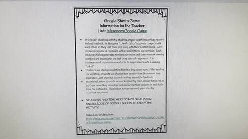 Inferencing Game Google Reading Comprehension Self Checking Activity ... Inferencing Game Google Reading Comprehension Self Checking Activity ...