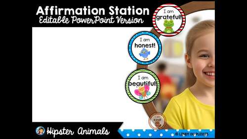 Affirmation Station Class Decor and Mirror Set Editable Hipster Animals ...