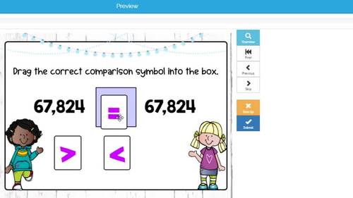 Compare and Order Whole Numbers Digital Boom Cards - 4th Grade Math