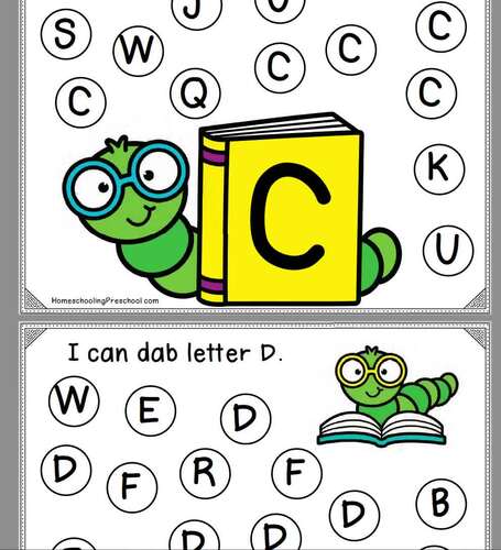 Find the Letter - Alphabet Dot Worksheets by HomeschoolingPreschool