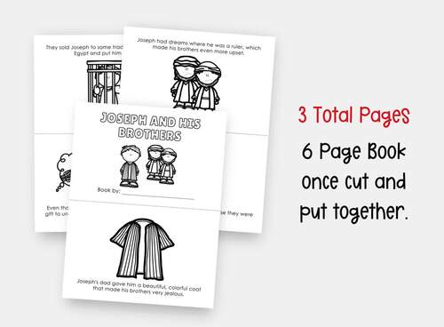 Life of Joseph Bible Mini Book Craft Activity for Sunday School | TPT