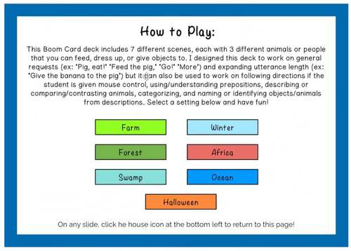 Feed and Dress Up Animals: Boom Card Game for Speech Therapy, Halloween