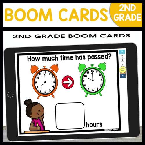 Elapsed Time 3rd Grade Math Boom Task Cards to the Hour Standard 3.MD.1