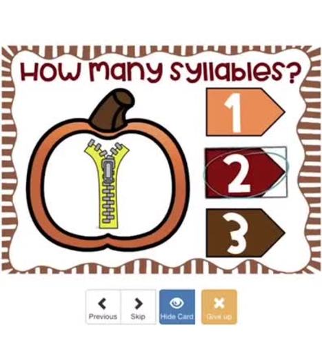 Boom Cards - Fall Syllables by To Teach A Mockingbird | TPT