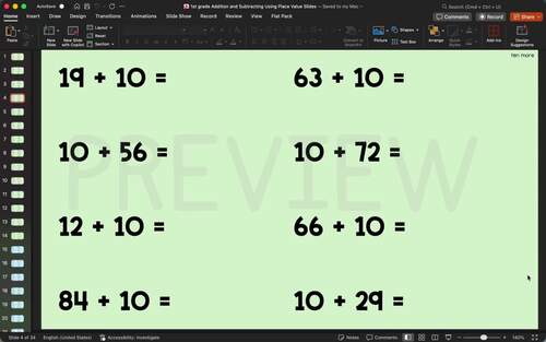Add & Subtracting Using Place Value Understanding | 1st grade Math Slides