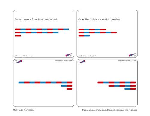 Montessori Red Blue Rods Command Cards Least to Greatest Set 3 | TPT