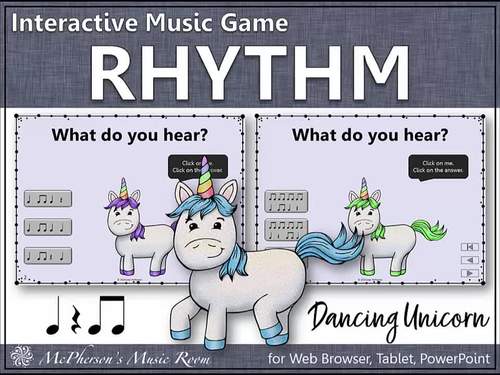 Eighth Notes Interactive Rhythm Game {Dancing Unicorn} by Linda McPherson