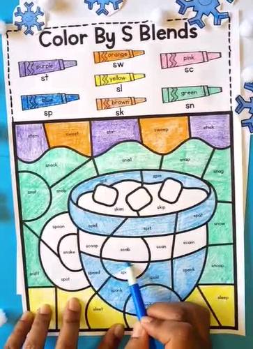 Winter Activities Color by Code S Blends by The Support Butterfly