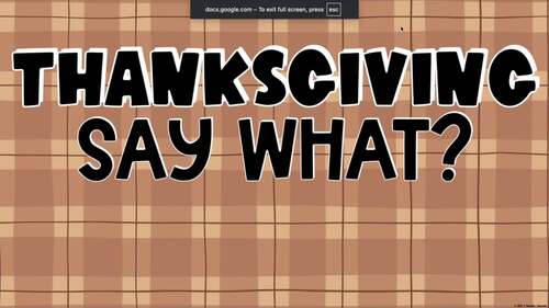 Thanksgiving Party Game | Mad Gab Say What? | Google Slides | TPT
