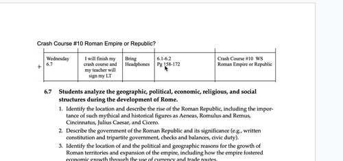 Crash Course Rome Worksheet | Roman Republic vs Empire Video Guide ...