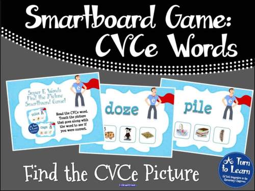 Super E / CVCe Find the Picture Game (Smartboard or Promethean Board)