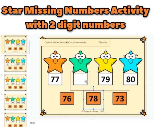 Star Missing Numbers Activity (1-100), Google Slides, Math Activities
