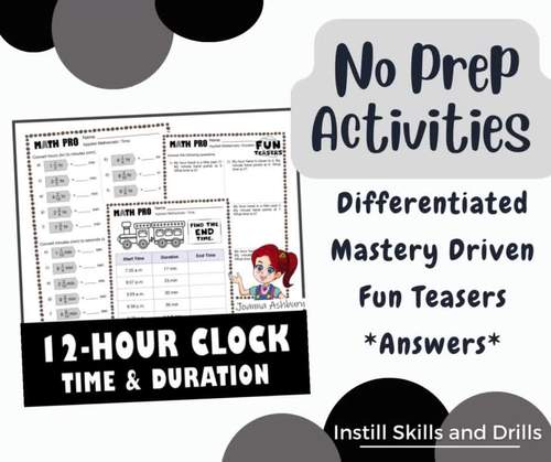12 Hour Clock Conversions and Elapsed Time Word Problems Worksheets ...