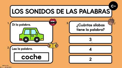 Los Sonidos de las Palabras Slides - Interactive Spanish Phonics Slides