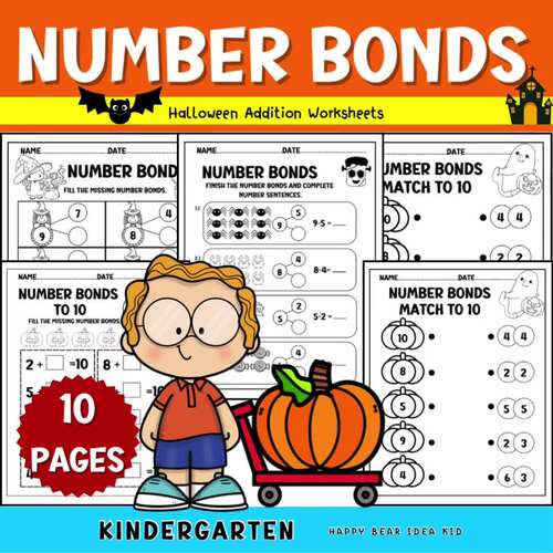 Halloween | Number Bonds for Addition Math Worksheets First Grade