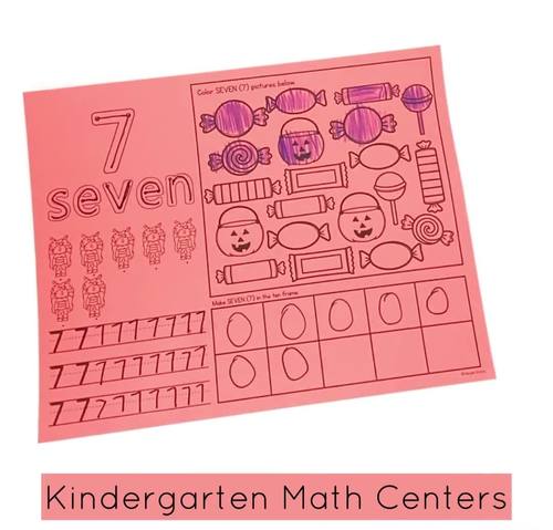 Kindergarten Halloween Task Cards Number Mats October Math Center