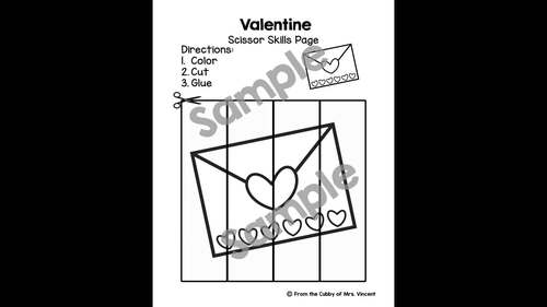 Valentine Envelope Scissor Skill Cutting Practice - 2 Variations