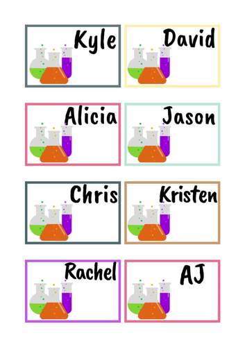 Science Student Name Labels → EDITABLE / PRINTABLE Classroom Tags / Cards