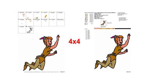 Magical Flying Peter Pan Cartoon Character Embroidery Designs for Kids ...