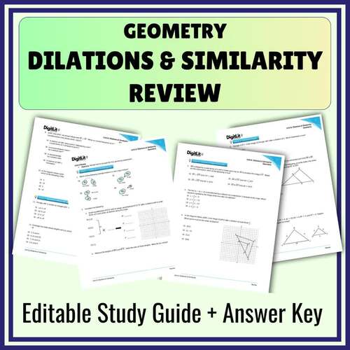 Dilations & Similarity Editable Study Guide Worksheet 9th-10th Grade ...
