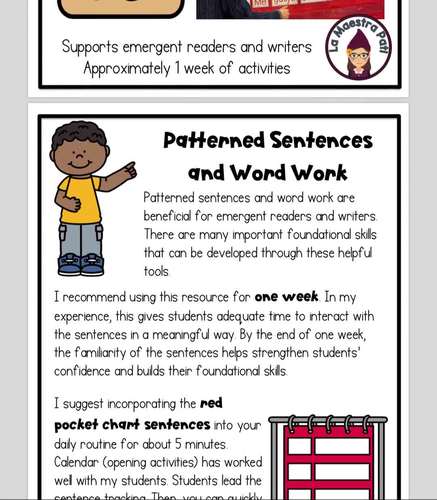 Sight Word Sentences in Spanish- Oraciones en patrón- Comida | TPT