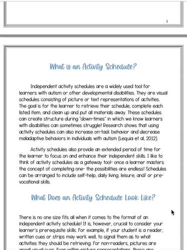 Bundle Independent Activity Schedule Guide and Data Sheets | TpT