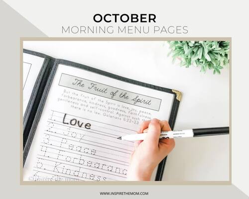 October Morning Menu Pages by Inspire the Mom | TPT