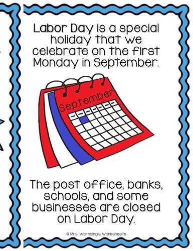 Labor Day Activity Packet for Kindergarten! by Mrs Wernsings Worksheets