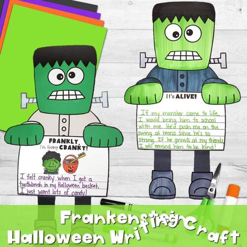 Halloween Craft - Frankenstein Craft and Writing Activity - Bulletin Board
