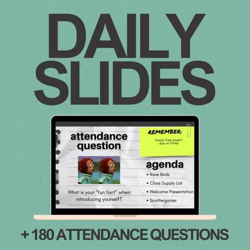 Daily Slides with 180 Attendance Questions by East Nash Teacher | TPT