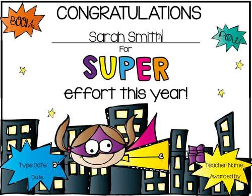 Superhero Awards End of the Year Awards by The Teacher Gene | TpT