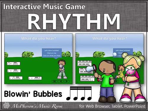 Spring Music Activity Interactive Rhythm Game Sixteenth Notes {bubbles}