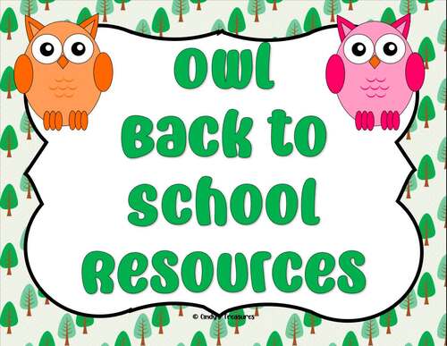 Owl Back to School Set by Cindy's Treasures | TPT